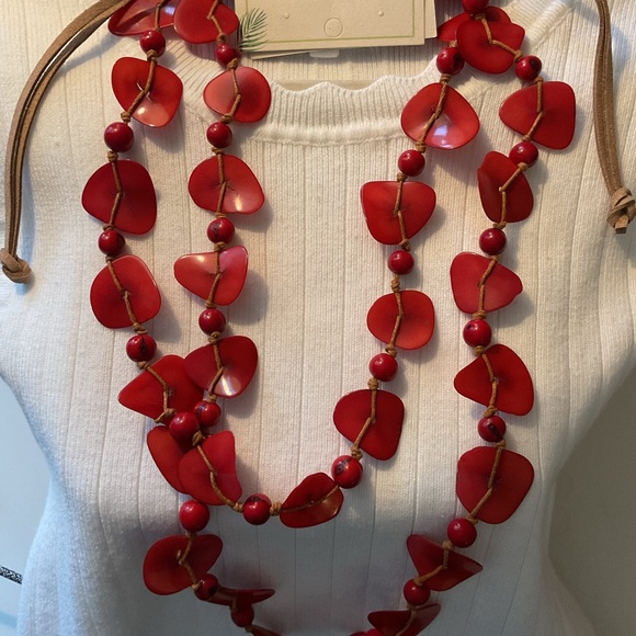 Tagua | Jewelry | Tagua Vibrant Red Beaded Necklace Taya Nut From ...